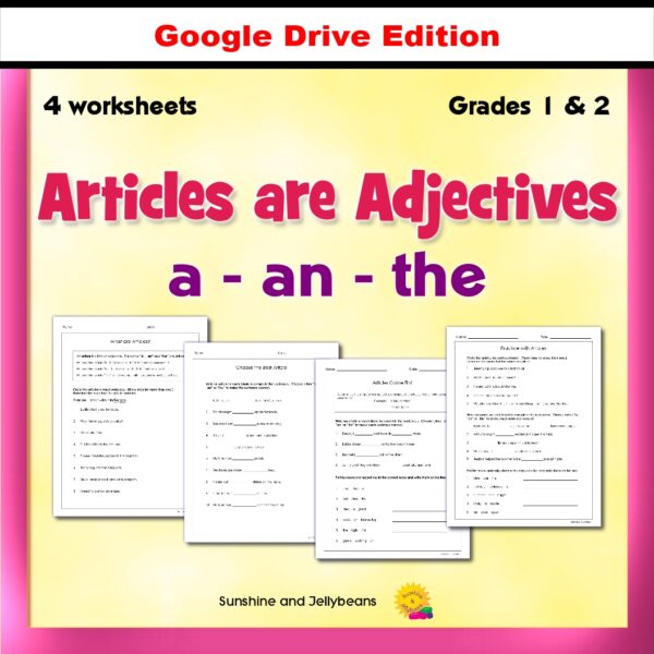 Articles are Adjectives - "a", "an", "the" - 4 worksheets - Grades 1-2 ...