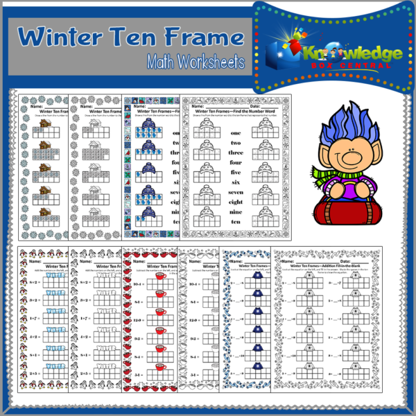 Winter Ten Frame Math Worksheets | Made By Teachers