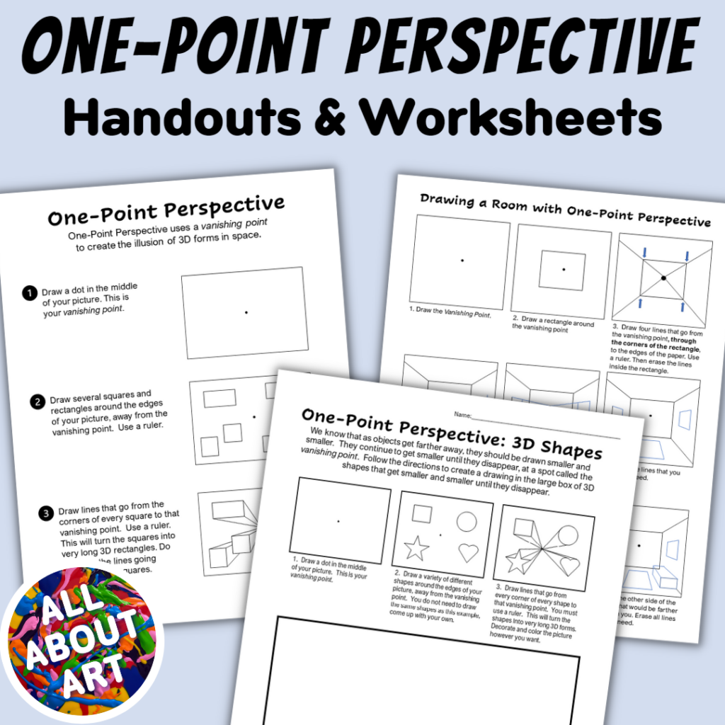 Drawing 3D shapes using One Point Perspective Worksheets | Made By Teachers