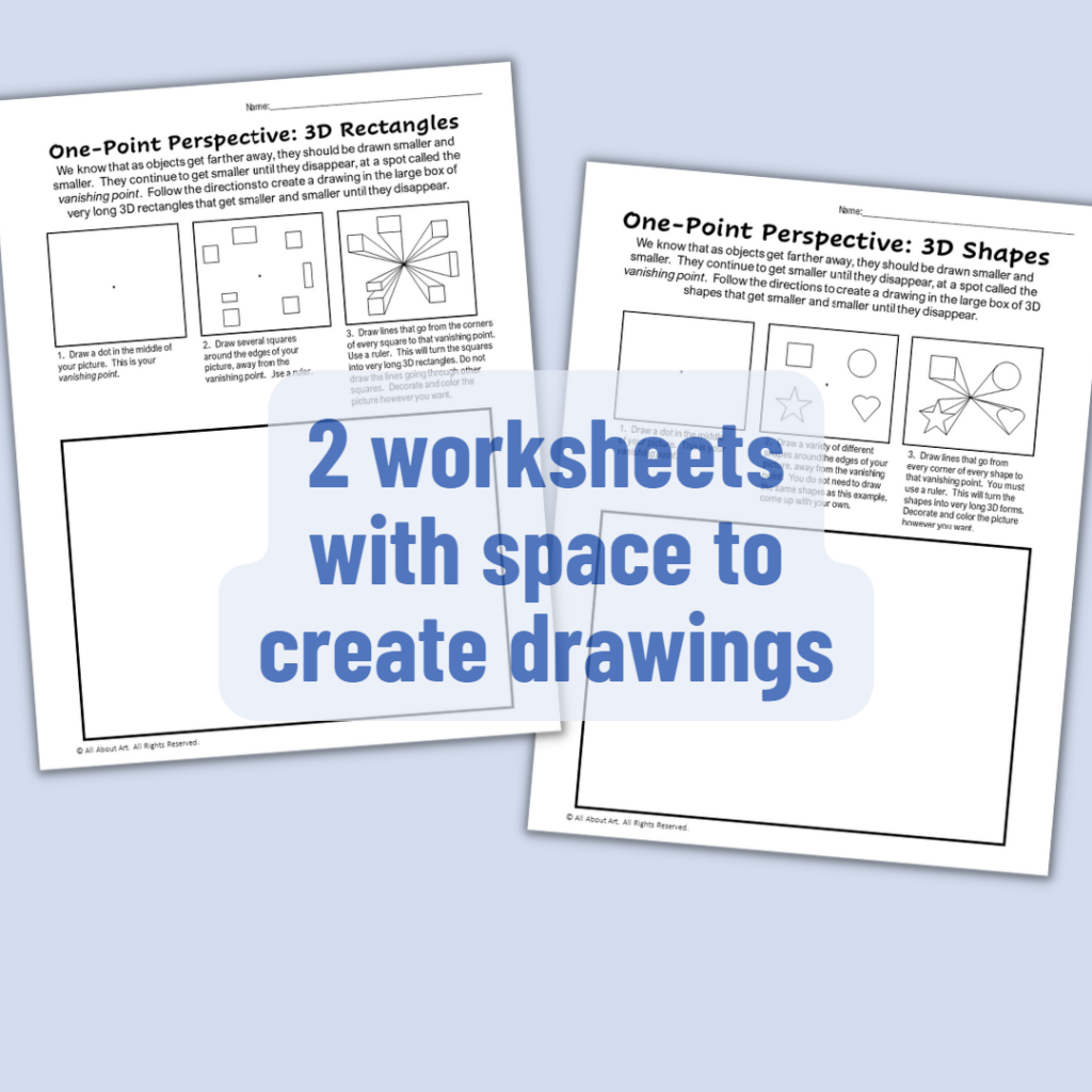 Drawing 3D shapes using One Point Perspective Worksheets | Made By Teachers