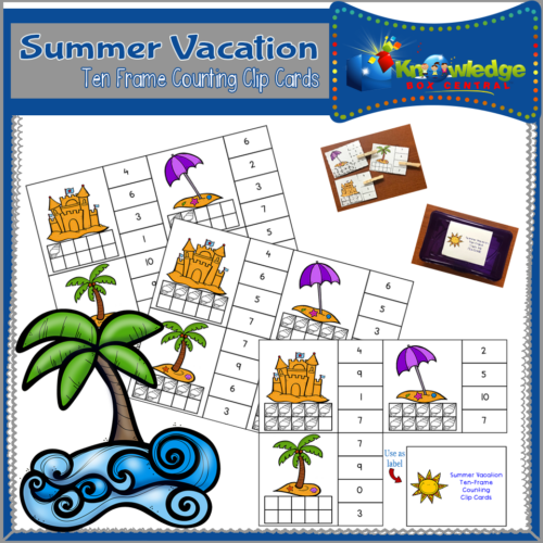 Summer Vacation Ten Frame Counting Clip Cards | Made By Teachers