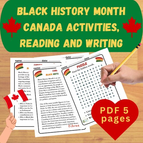Canada Black History Month Activities, writing and reading activities ...