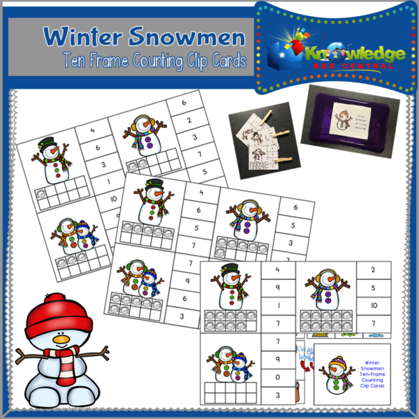 Winter Snowmen Ten Frame Counting Clip Cards | Made By Teachers