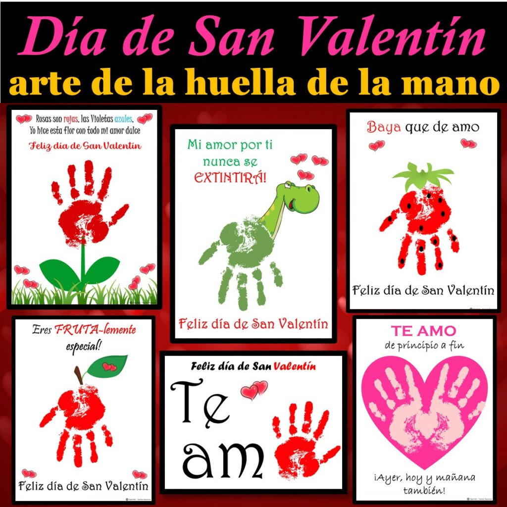 Día de San Valentín Handprint Craft Activities, Spanish Valentine Day ...