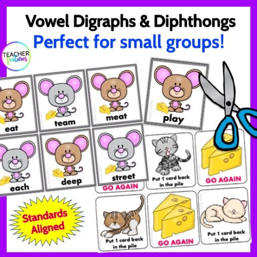 LONG VOWELS & DIPHTHONGS MOUSE & CHEESE GAME | Made By Teachers