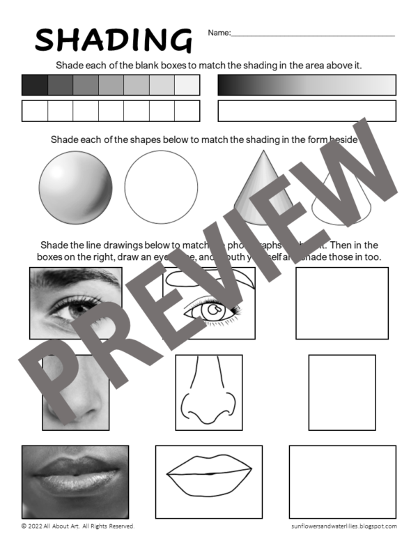 Drawing a Portrait Handout for Facial Proportions and Shading Practice ...
