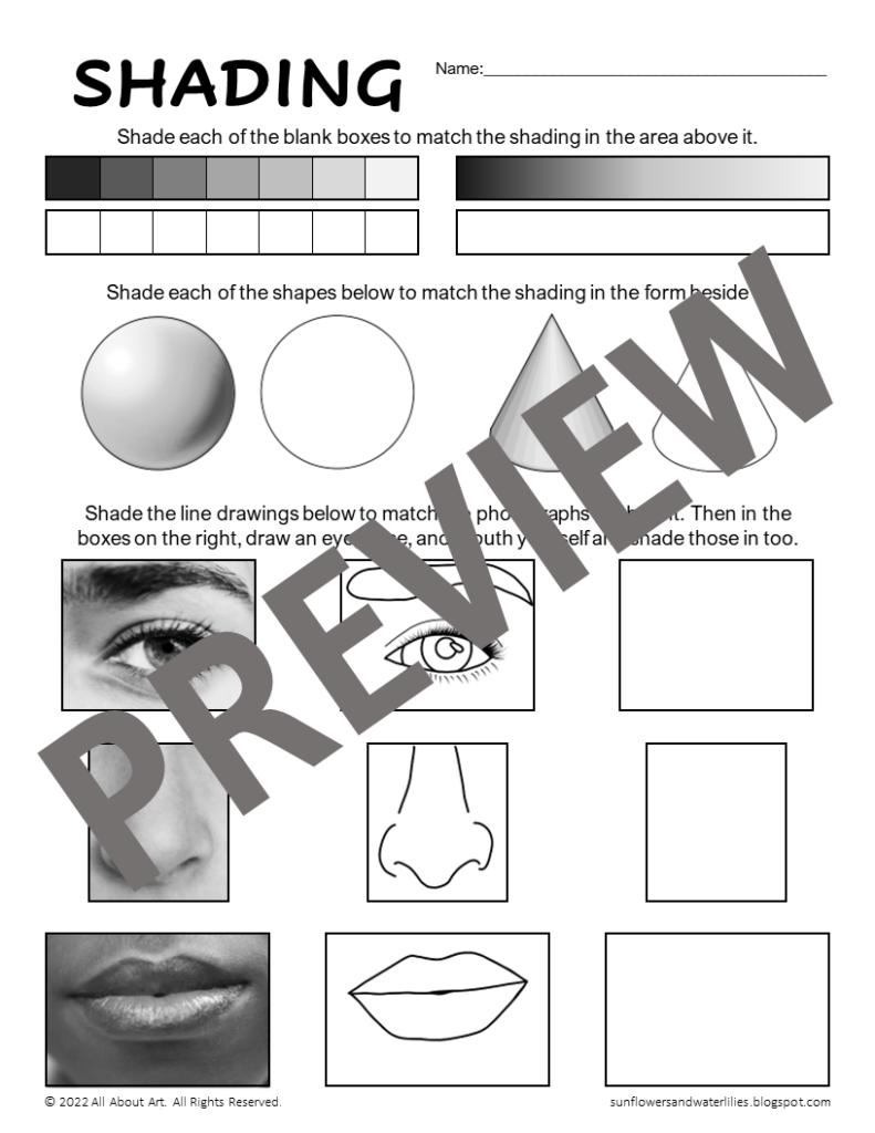 Drawing a Portrait Handout for Facial Proportions and Shading Practice ...
