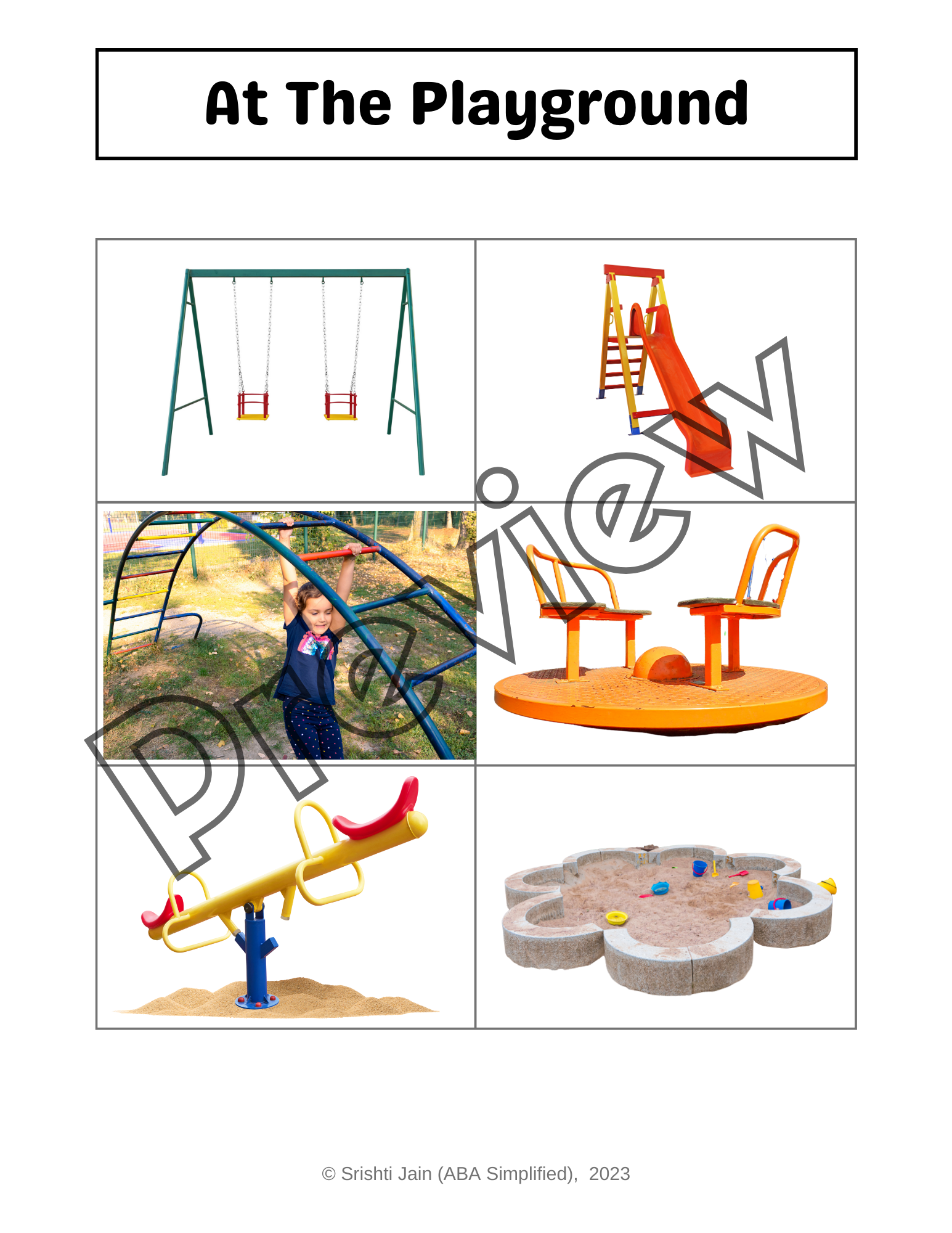 At The Playground File Folder Activity | Identical & Non-Identical ...