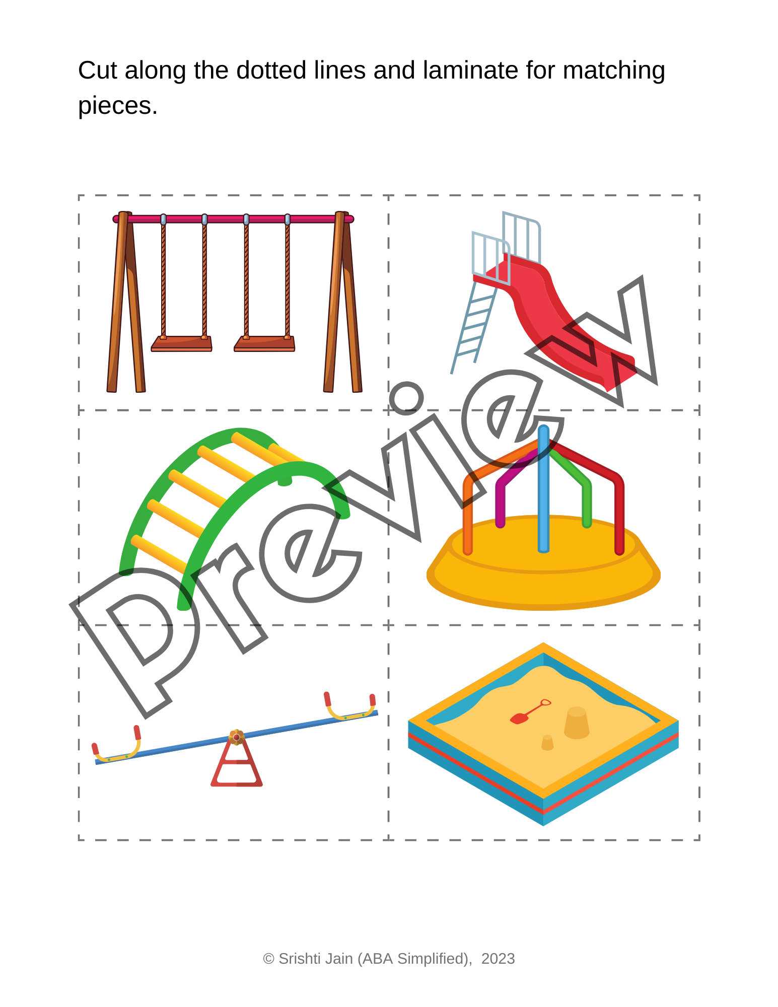 At The Playground File Folder Activity | Identical & Non-Identical ...
