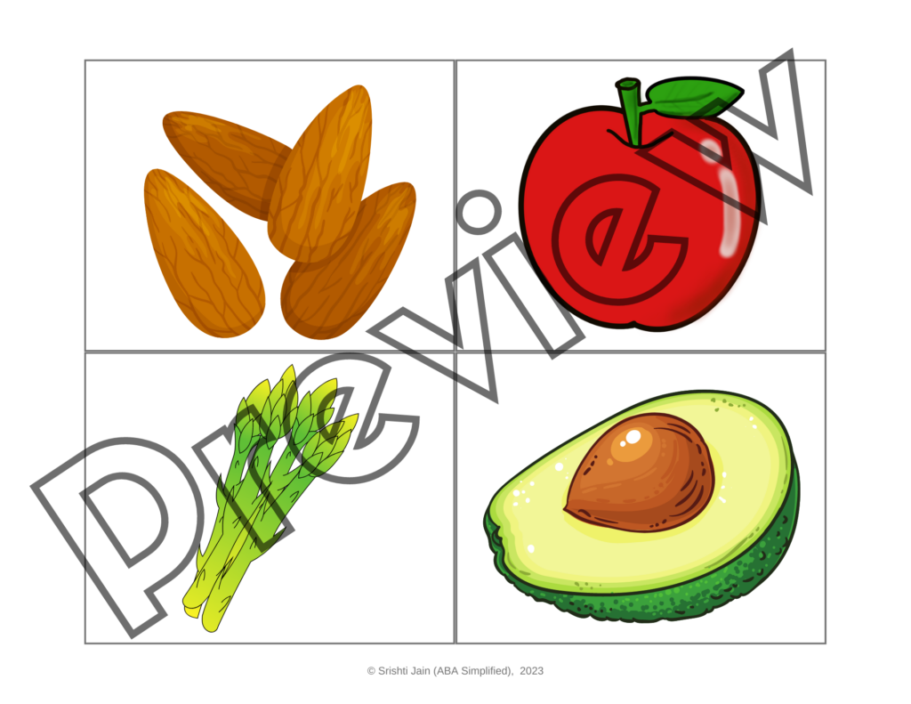 Flashcards for ABA & Speech Therapy | Food Theme | Made By Teachers