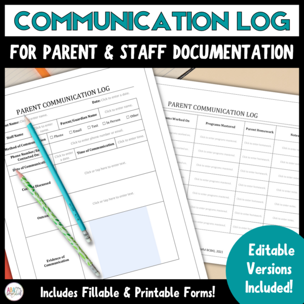 Parent Communication Logs - Editable Templates for Communication ...