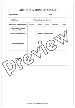 Parent Communication Logs - Editable Templates for Communication ...