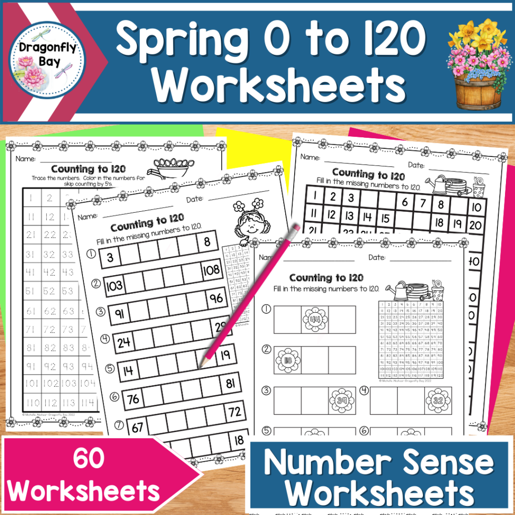 Spring 120 Chart Number Order and Skip Counting Printable Worksheets ...