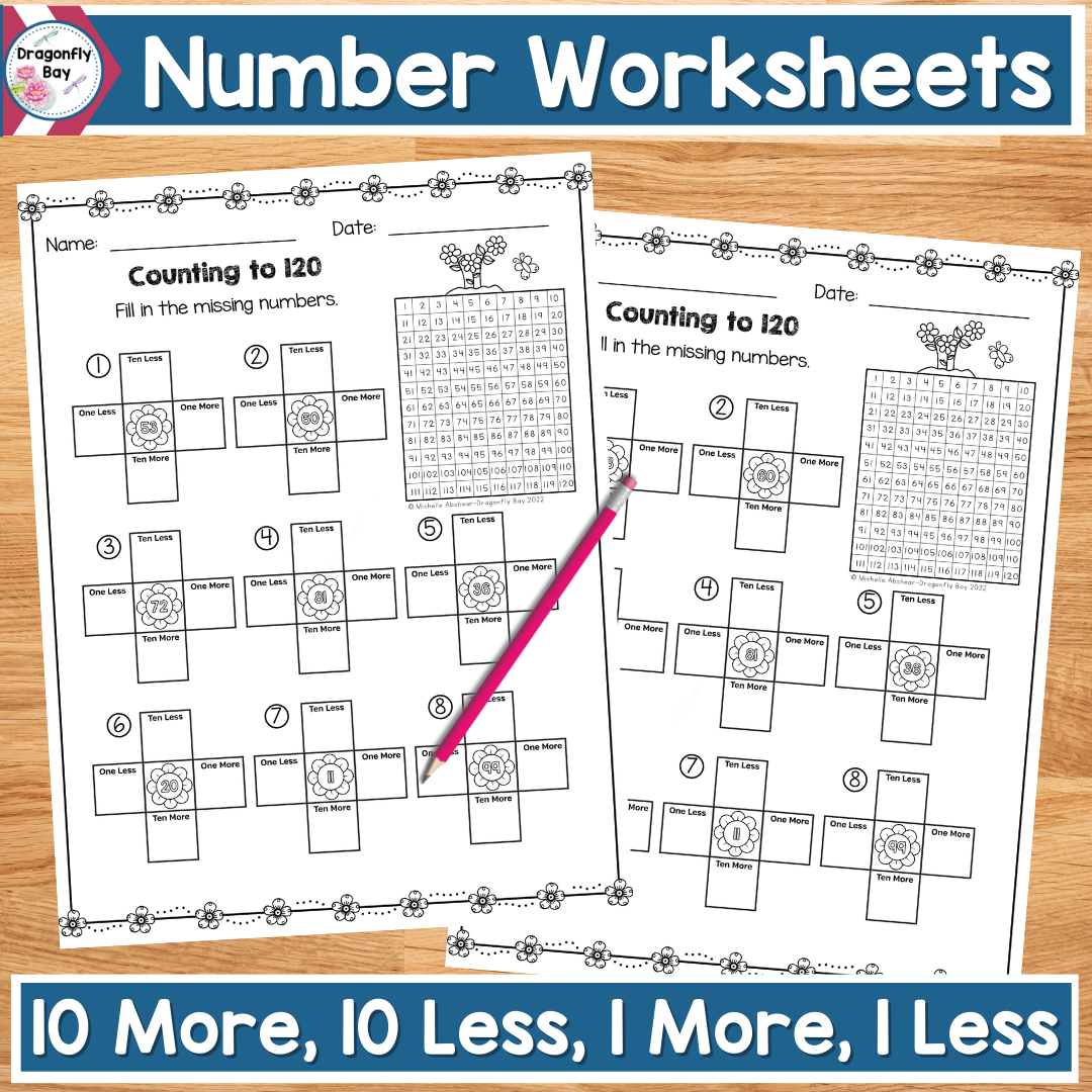 Spring 120 Chart Number Order and Skip Counting Printable Worksheets ...