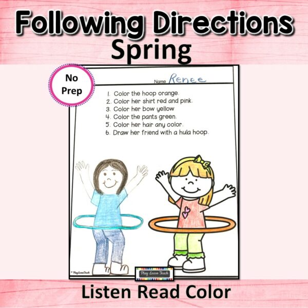 Following Directions Spring | Listening Reading Comprehension | Made By ...