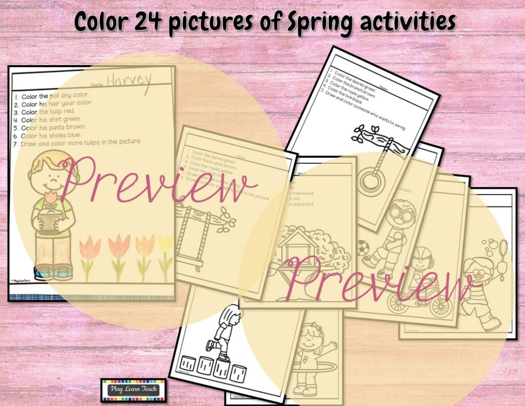 Following Directions Spring | Listening Reading Comprehension | Made By ...