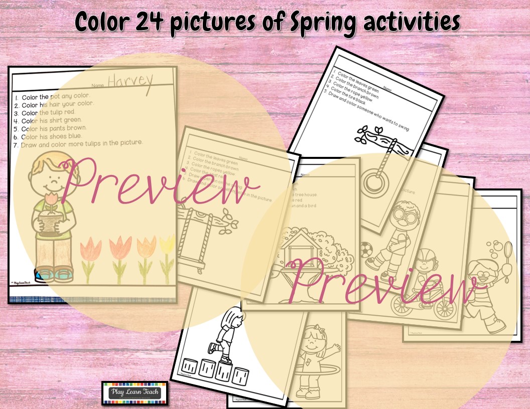 Following Directions Spring | Listening Reading Comprehension | Made By ...