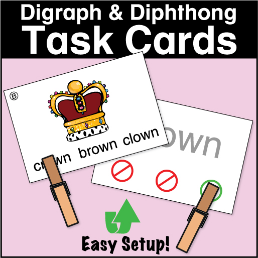 Diphthong and Digraph Task Cards ESL ELL Newcomer Activity | Made By ...