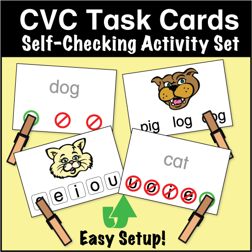 CVC Words Task Cards ESL ELL Newcomer Activity | Made By Teachers