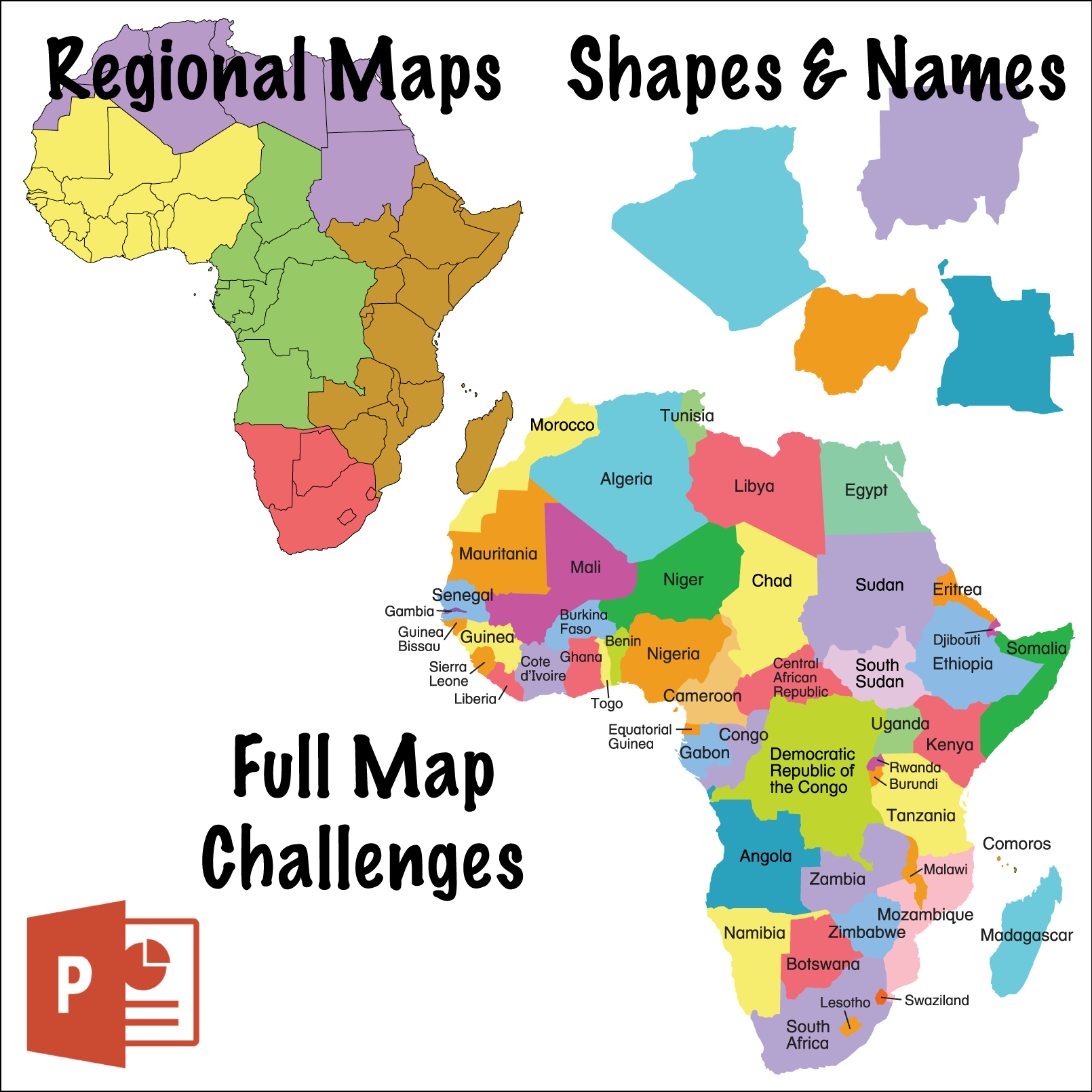 Africa Map Puzzles Regions Countries | PowerPoint | ESL ELL Newcomer ...