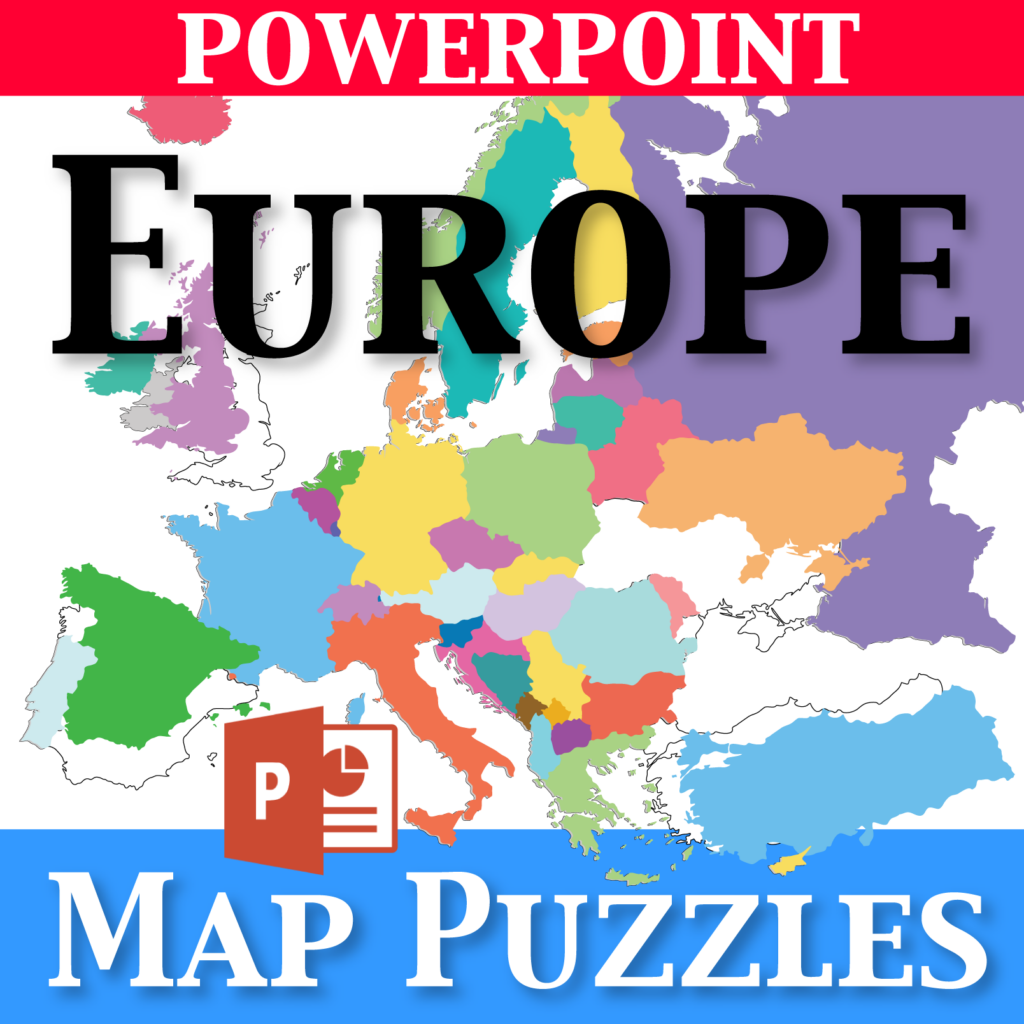 Europe Map Puzzles Regions Countries PowerPoint ESL ELL Newcomer | Made ...