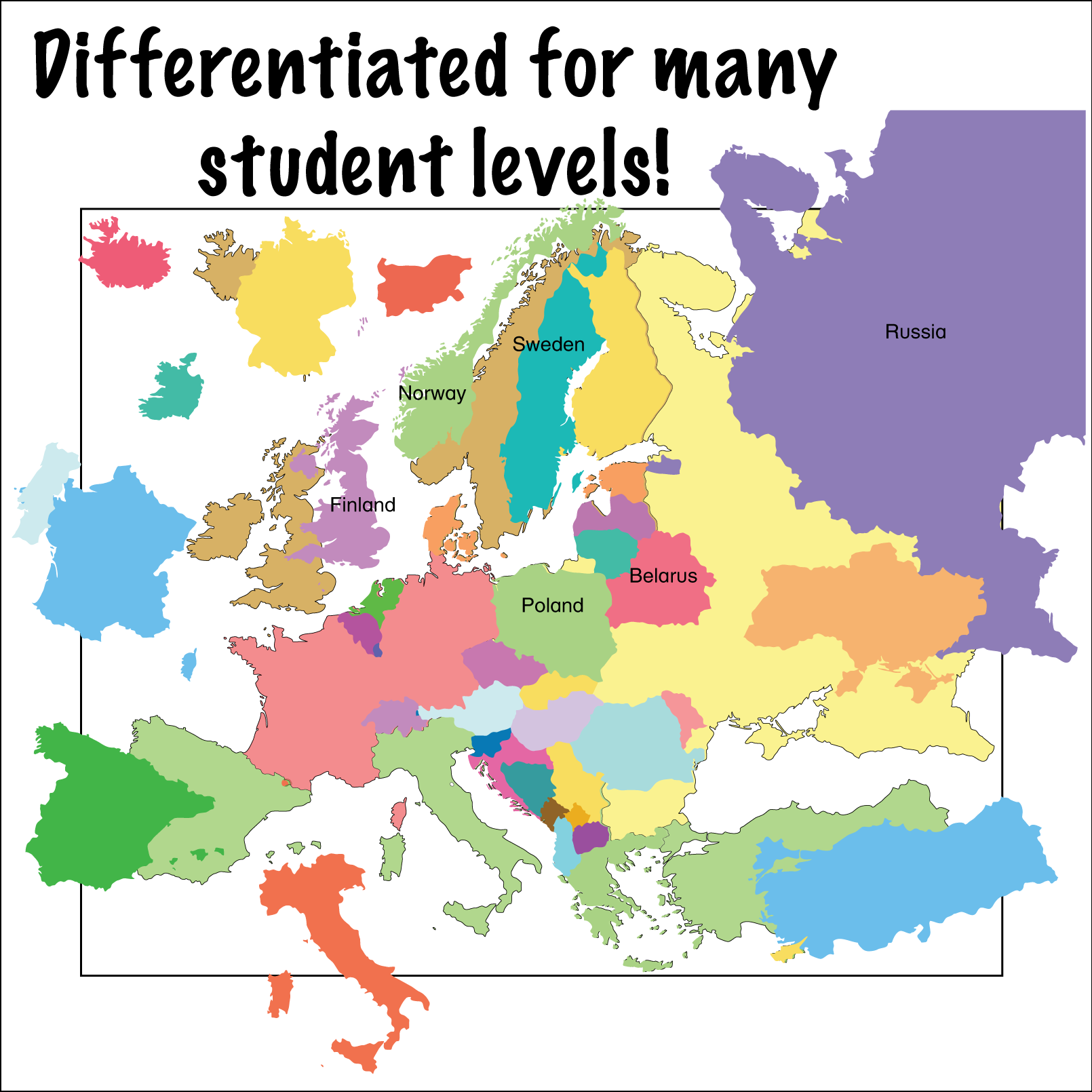 Europe Map Puzzles Regions Countries PowerPoint ESL ELL Newcomer | Made ...