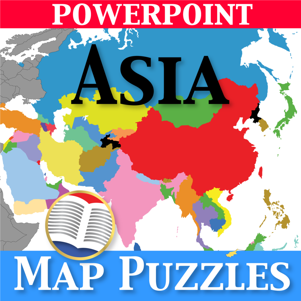 Asia Map Puzzles Regions Countries PowerPoint ESL ELL Newcomer | Made ...