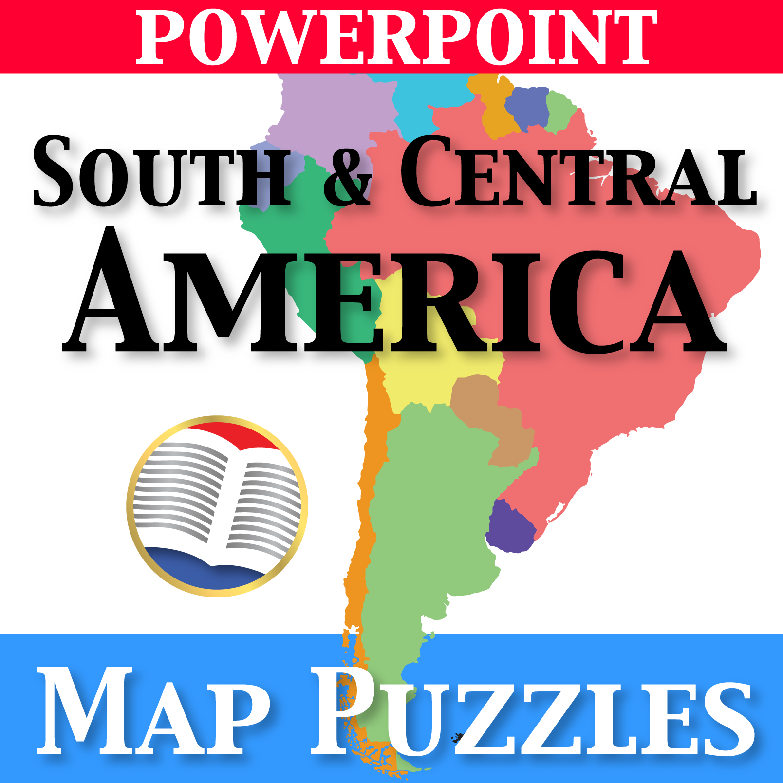South and Central America Map Puzzles Regions Countries PowerPoint ESL ...
