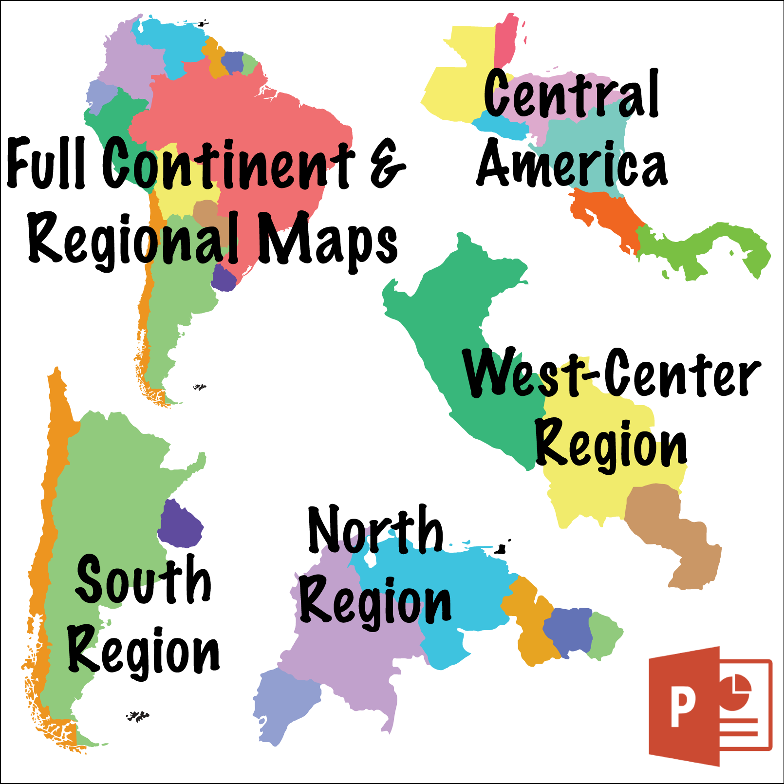 South and Central America Map Puzzles Regions Countries PowerPoint ESL ...
