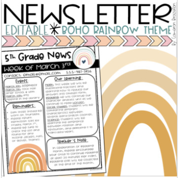 Weekly Newsletter Template Boho Modern Muted Rainbow Theme EDITABLE ...