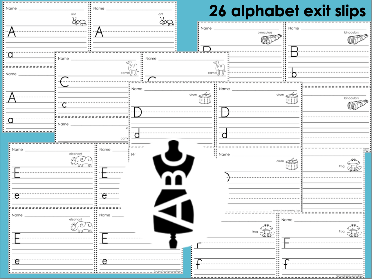 Handwriting Practice Exit Slips Uppercase and Lowercase Letters for K-1 ...