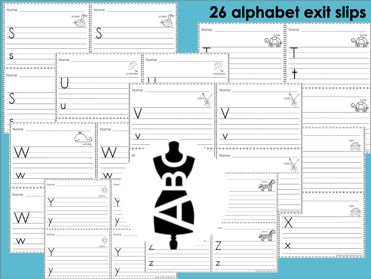 Handwriting Practice Exit Slips Uppercase and Lowercase Letters for K-1 ...