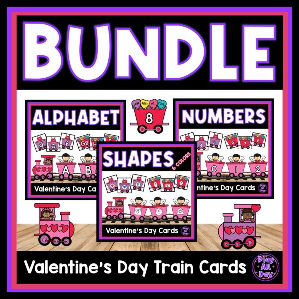 Valentine’s Day Train Cards BUNDLE – Alphabet, Numbers, Shapes, Colors ...