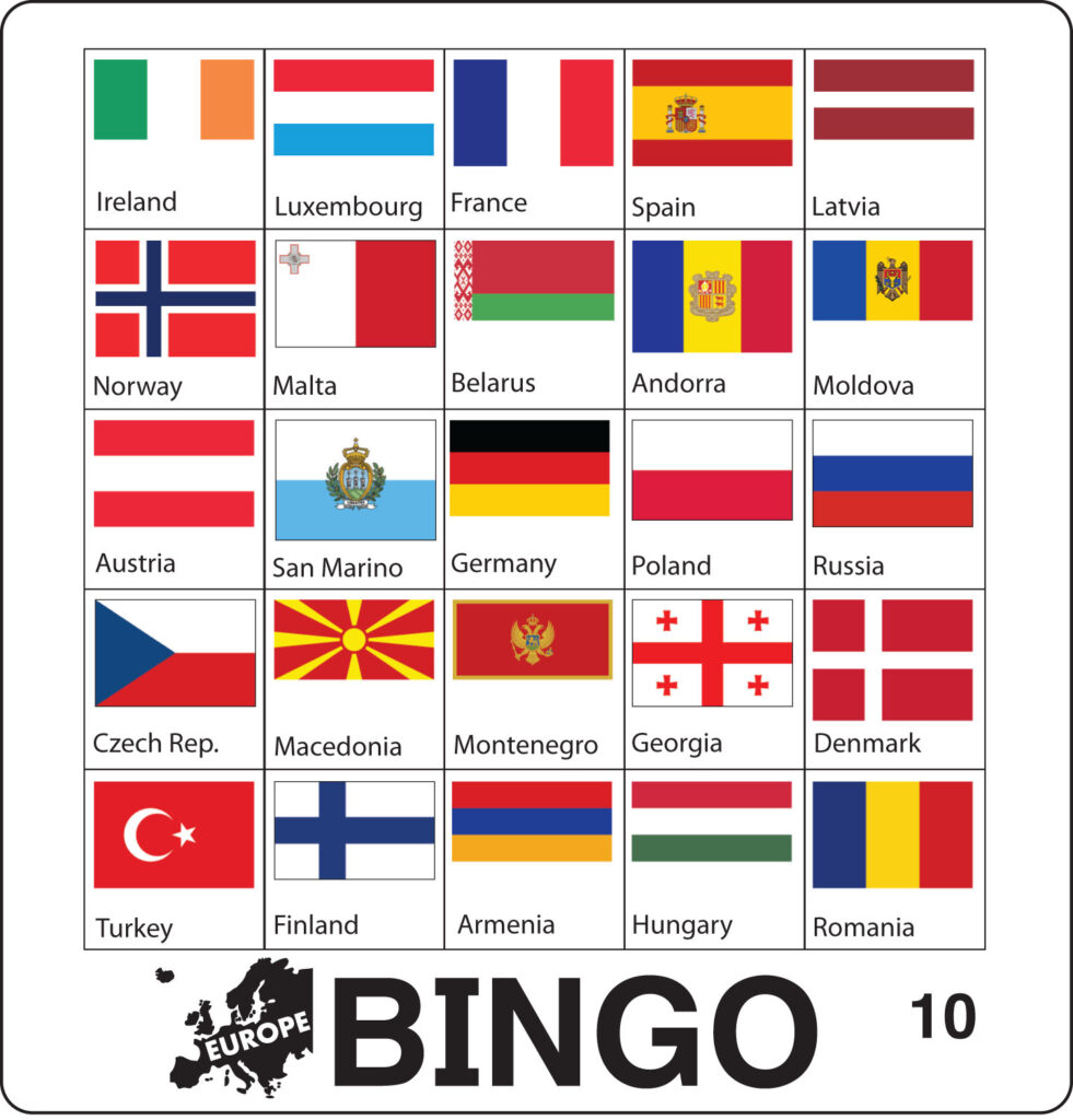 Flags of the World Bingo Europe ESL ELL Newcomer Game | Made By Teachers