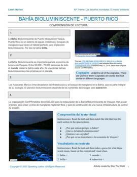 Bahía bioluminiscente - Scaffolded Cultural Activity: Los desafíos ...