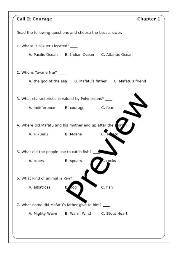 Armstrong Sperry "Call It Courage" worksheets | Made By Teachers