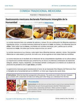 Comida tradicional - Scaffolded Cultural Activity: Identidad nacional y ...