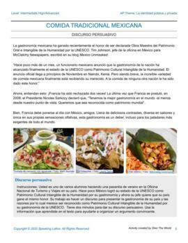 Comida tradicional - Scaffolded Cultural Activity: Identidad nacional y ...