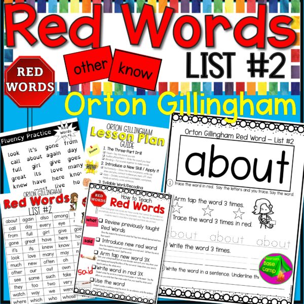 Red Word List 2 - Orton Gillingham | Made By Teachers