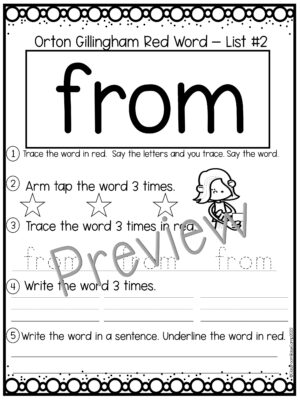 Red Word List 2 - Orton Gillingham | Made By Teachers