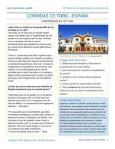 Corridas de toro - Scaffolded Cultural Activity: La vida contemporánea ...