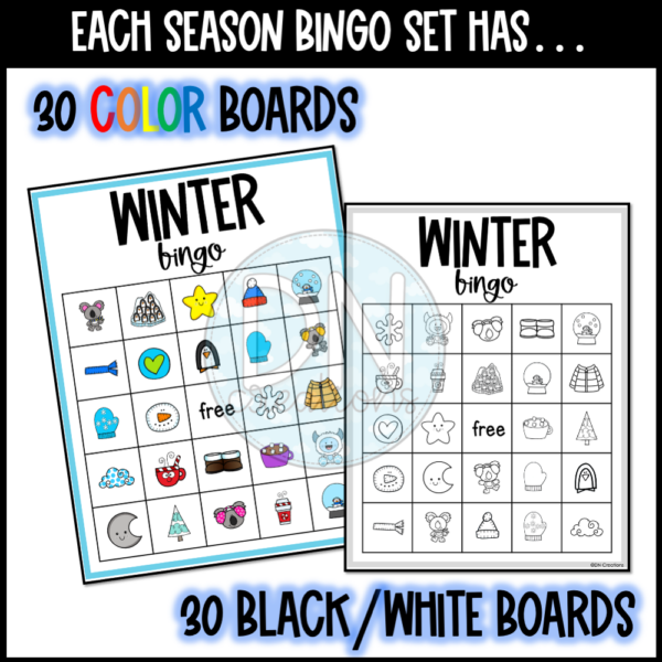 Seasons Bingo Bundle l Fall Winter Spring Summer Bingo Sets l 30 Set ...