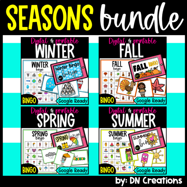 Seasons Bingo Bundle l Fall Winter Spring Summer Bingo Sets l 30 Set ...
