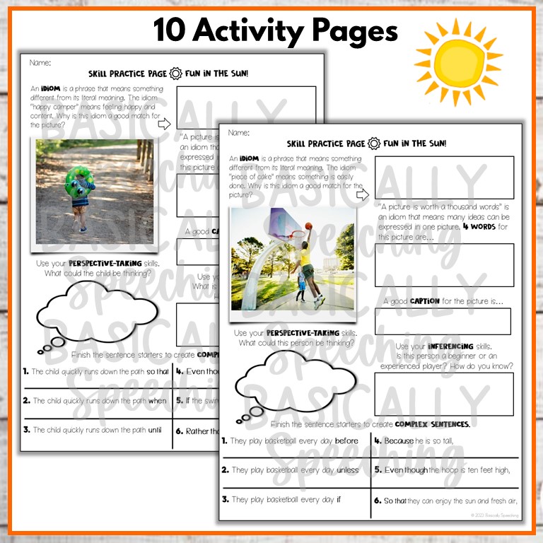 Activity for Mixed Speech Therapy Groups Multiple Skill Pages SUMMER ...