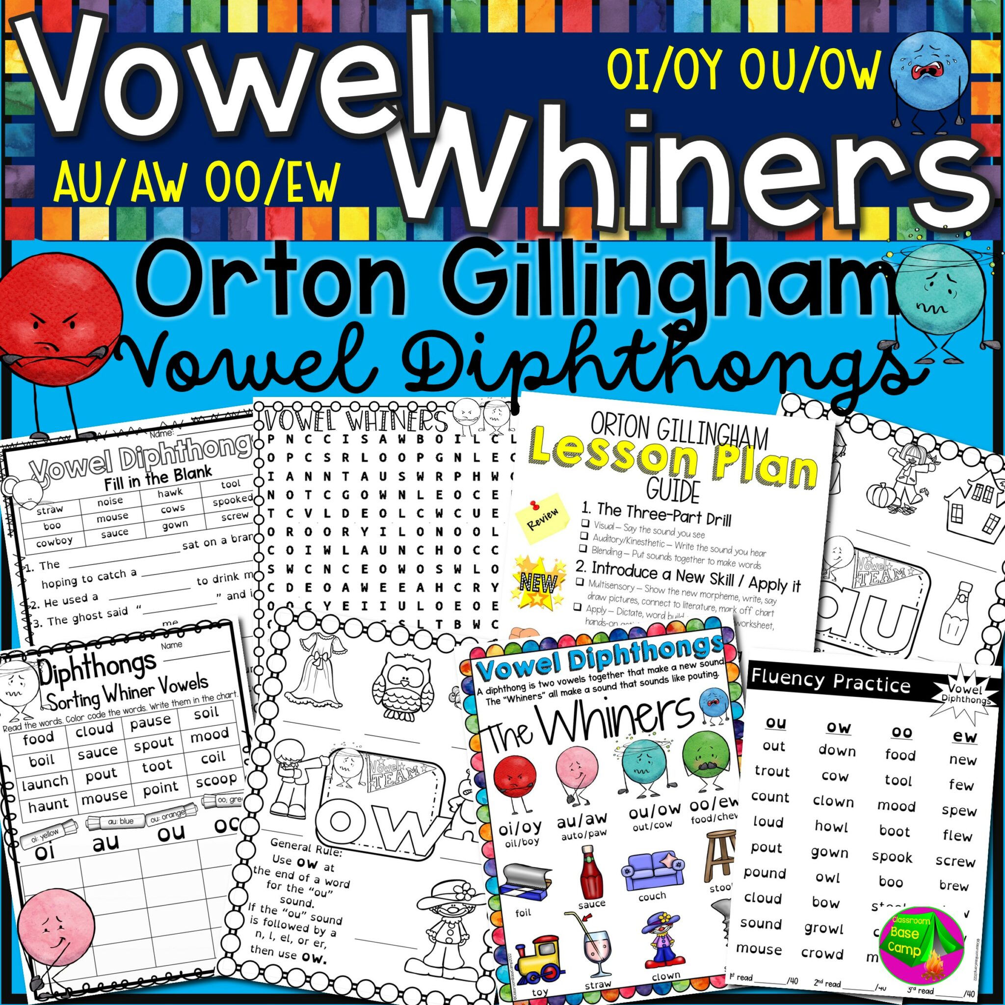 Diphthong Vowels Orton Gillingham {Whiners - OI, OY, OU, OW, AU, AW, OO ...