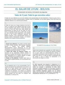 El Salar de Uyuni - Scaffolded Cultural Activity: La vida contemporánea ...