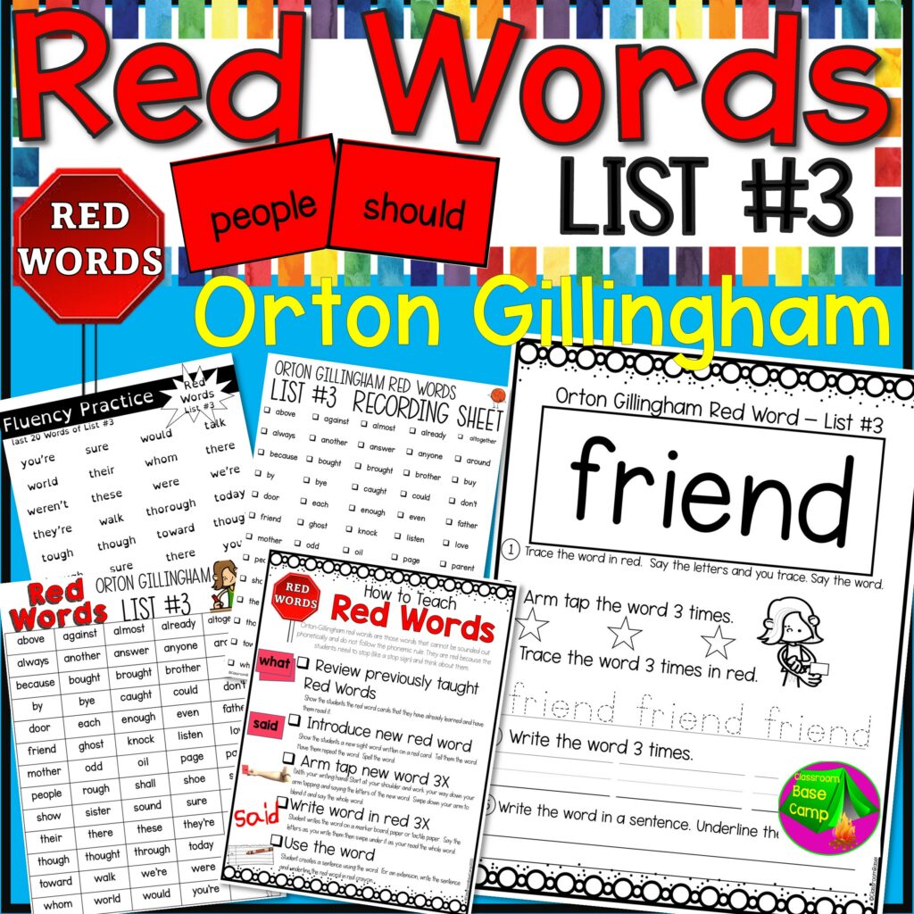 Red Words List 3 - Orton Gillingham | Made By Teachers