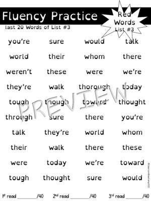 Red Words List 3 - Orton Gillingham | Made By Teachers