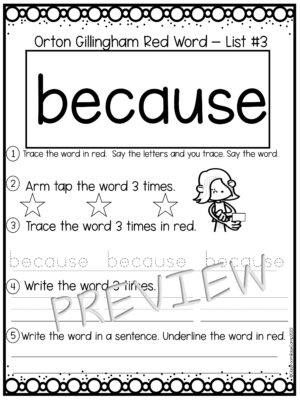 Red Words List 3 - Orton Gillingham | Made By Teachers
