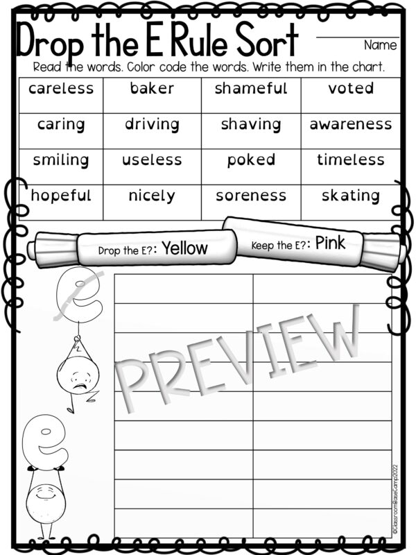 Drop the E Rule - Orton Gillingham Spelling Rule for Adding Suffixes ...